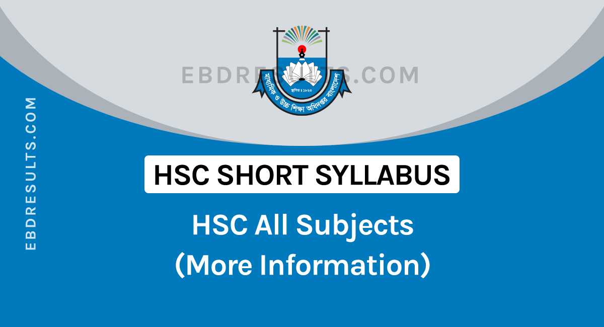 HSC Short Syllabus 2025 । All Subject PDF Download
